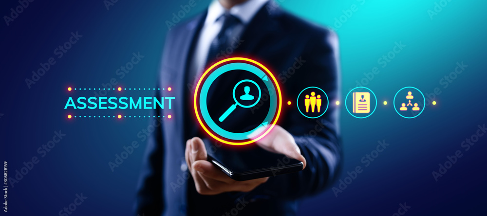 Assessment evaluation business analysis concept on screen. Stock Photo ...