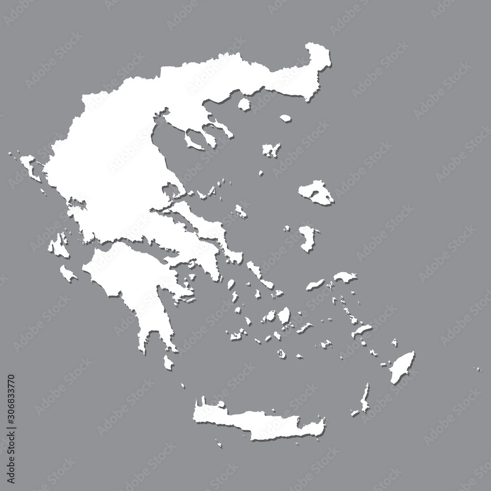 Blank map of Greece. High quality map of Greek Republic on gray ...