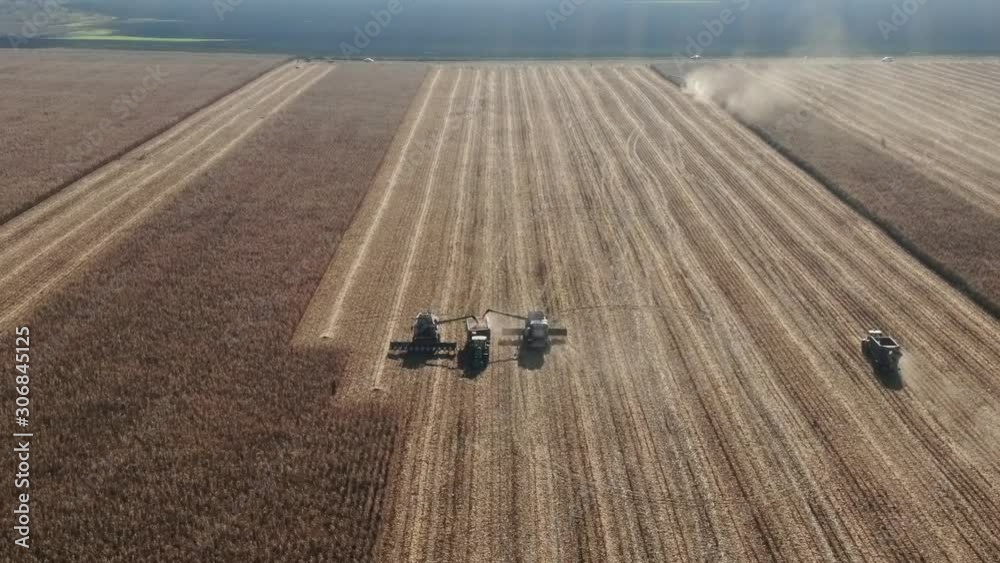 Farming and agriculture: a large plow moves along the field and plows ...