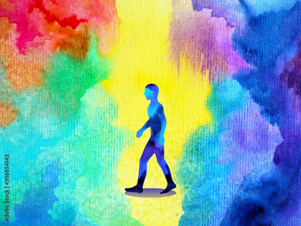 abstract art human spiritual mind walking meditation in present ...