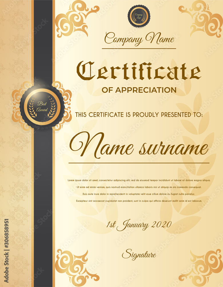 Certificate template with luxury and modern pattern suitable for ...
