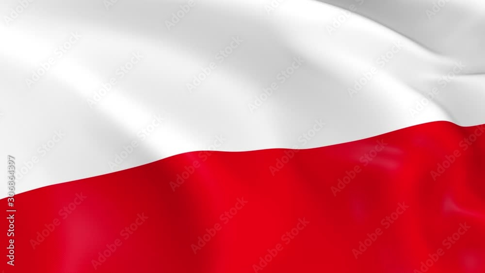 Photo realistic slow motion 4KHD flag of the Poland waving in the wind. Seamless loop animation ...