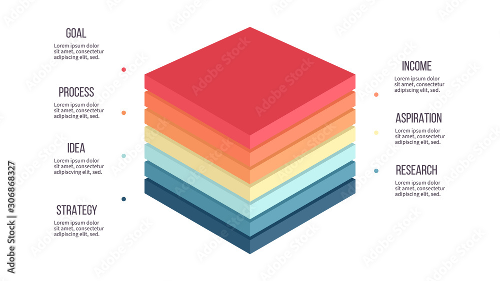 Business infographics. Chart with 7 steps, options, layers, levels ...