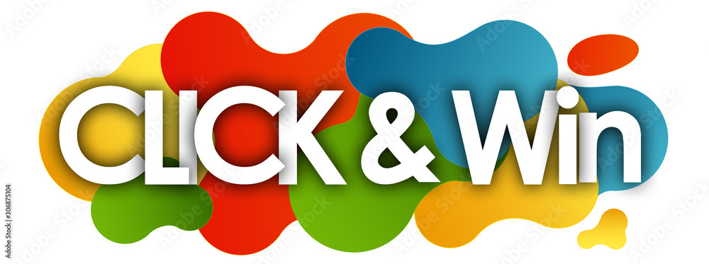 CLICK & Win in color bubble background Stock Illustration | Adobe Stock