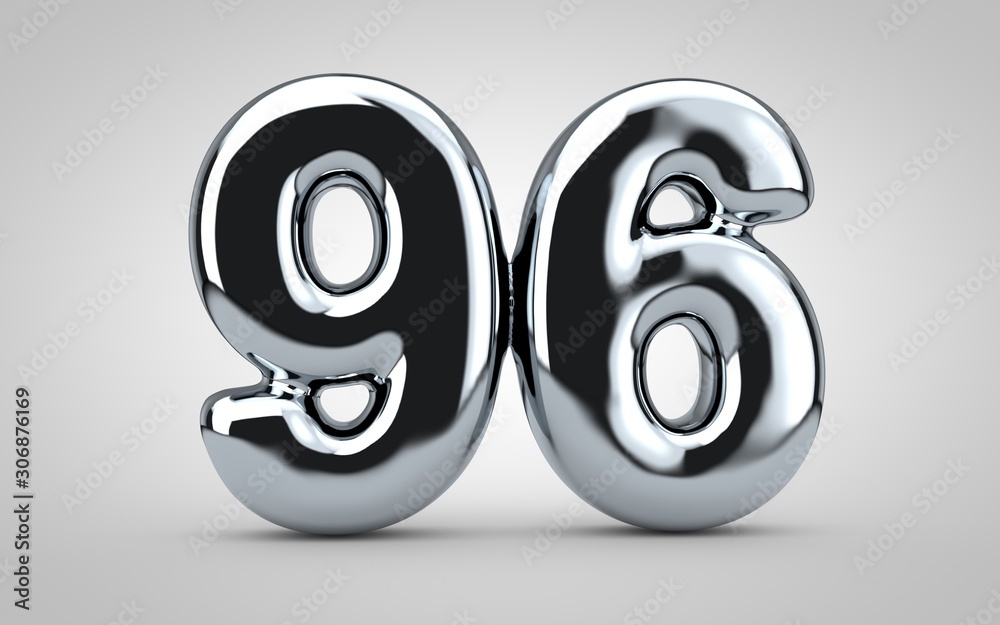 Chrome balloon number 96 isolated on white background. Stock ...