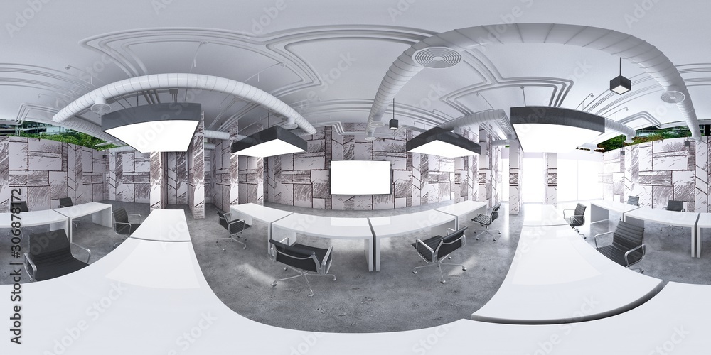 3d gallery room illustration spherical 360 vr degrees, a seamless ...
