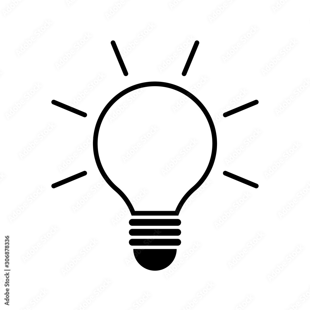 Icon Light Bulb, isolated on white background. Idea icon. Lamp concept ...