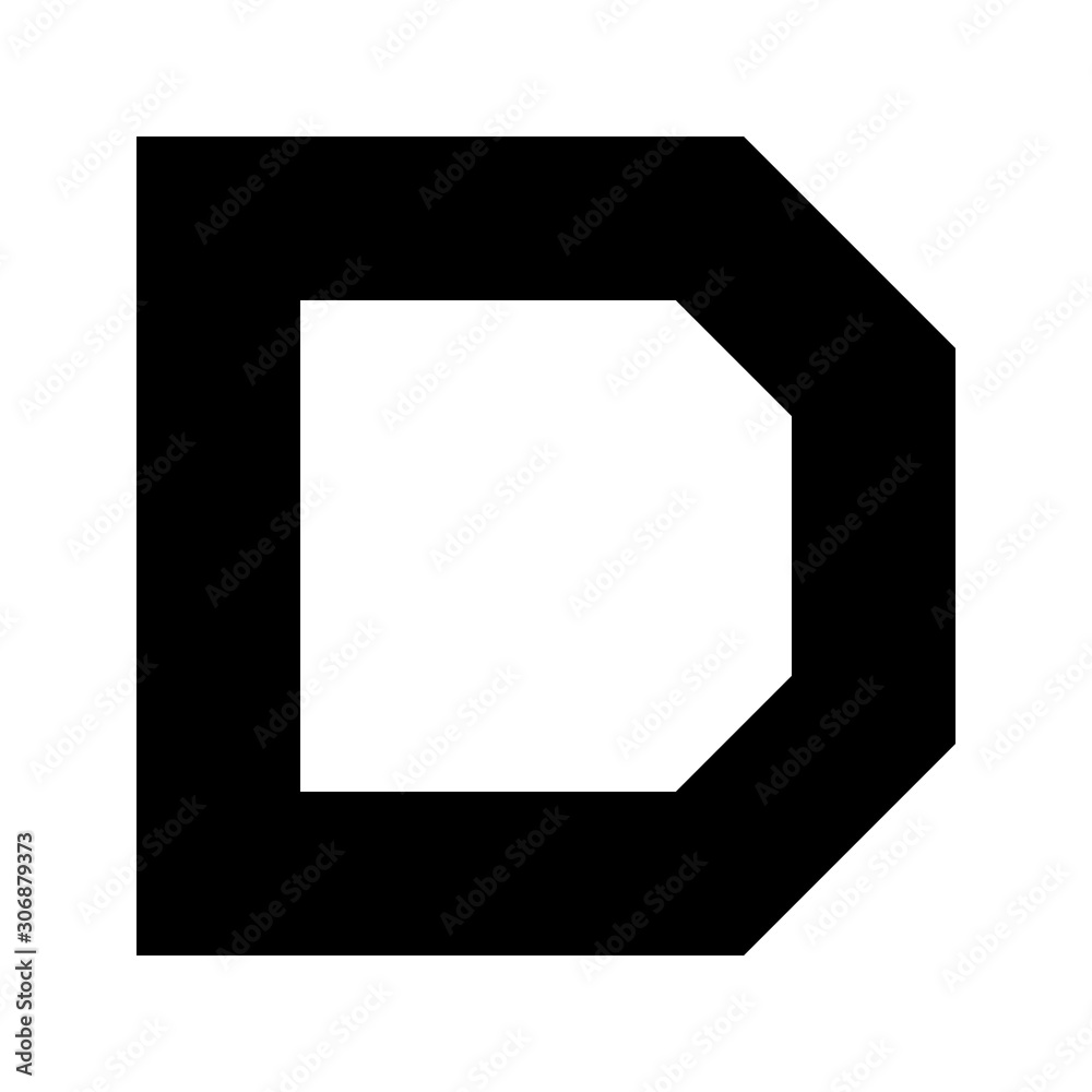 Letters and numbers - simple square font - black letter D - vector ...