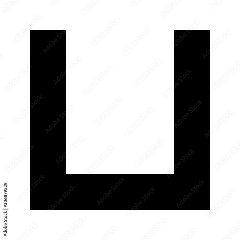 Letters and numbers - simple square font - black letter U - vector ...