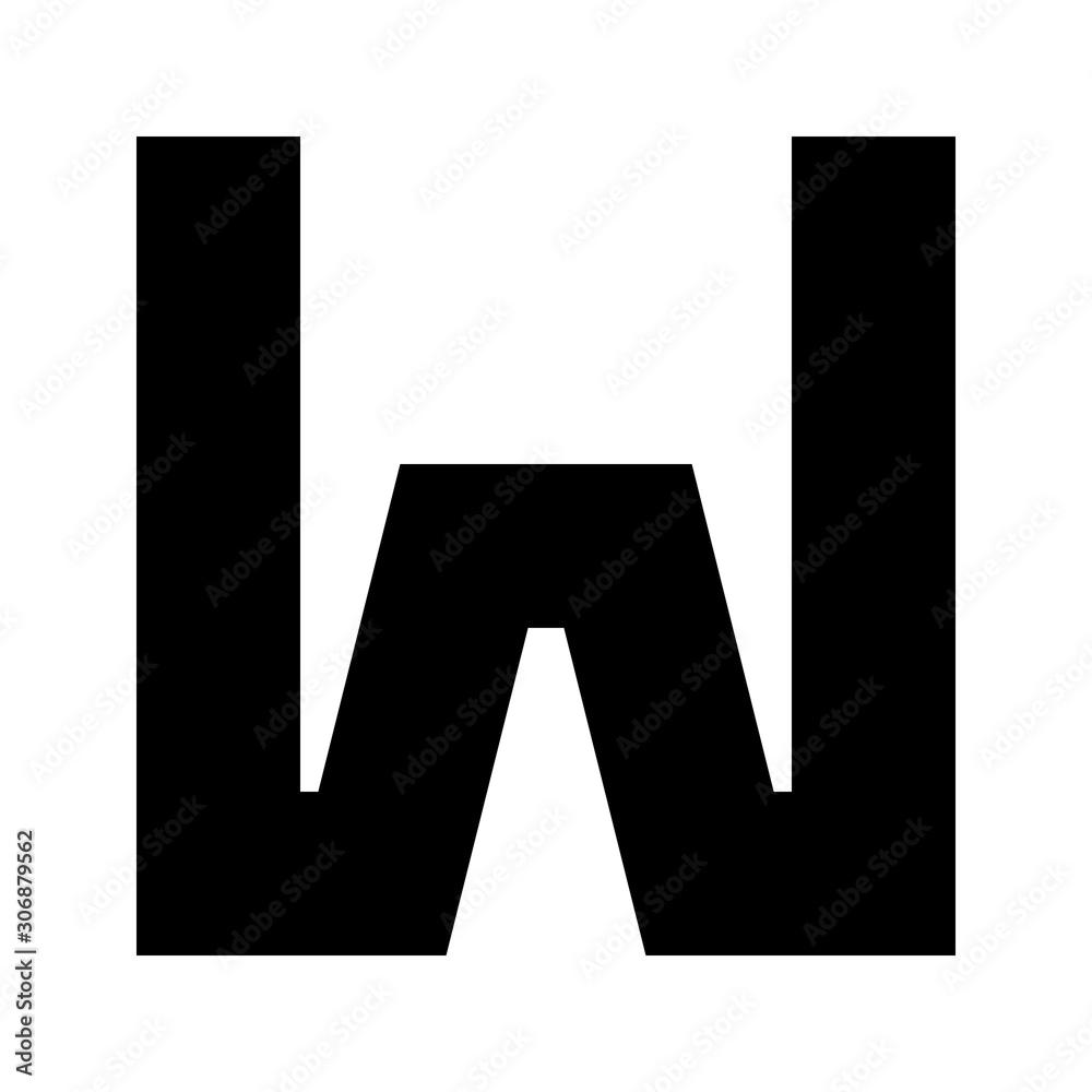 Letters and numbers - simple square font - black letter W - vector ...