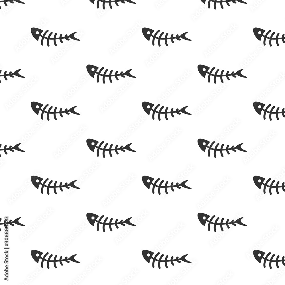 Curved fish skeletons. Seamless wallpaper. Vector illustration Stock ...
