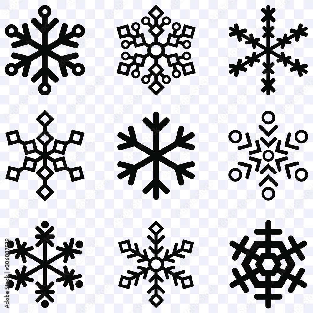 Christmas snowflake vector. Vector set of snowflake patterns for ...