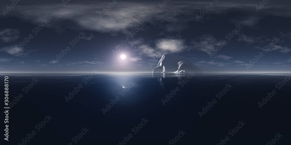 Iceberg ice in the ocean, HDRI, environment map , Round panorama ...