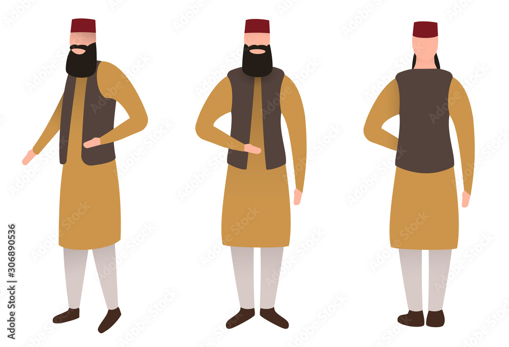 Cartoon muslim man in traditional clothes isolated on white background ...