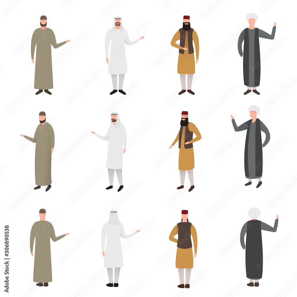 Cartoon muslim man in traditional clothes isolated on white background ...