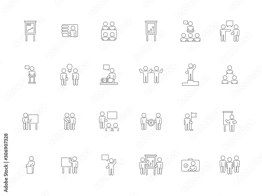 Business seminar icon. Teacher or coaching event presentation corporate ...