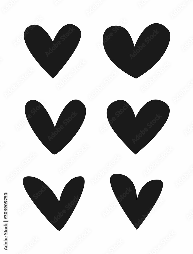 Set of asymmetrical hearts. Isolated icons, logos, symbols, signs. Flat ...