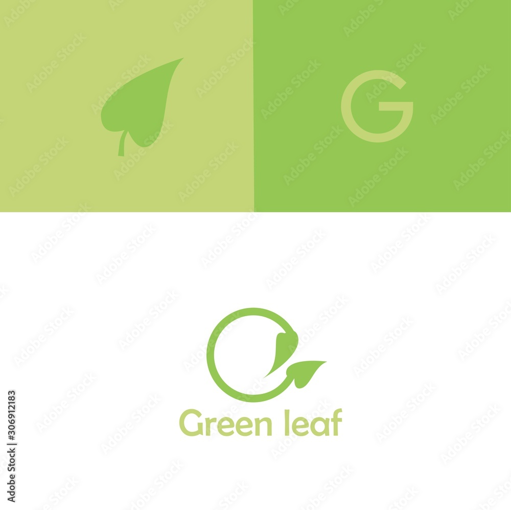 Green logo vector design template with letter G and leaf Stock ...