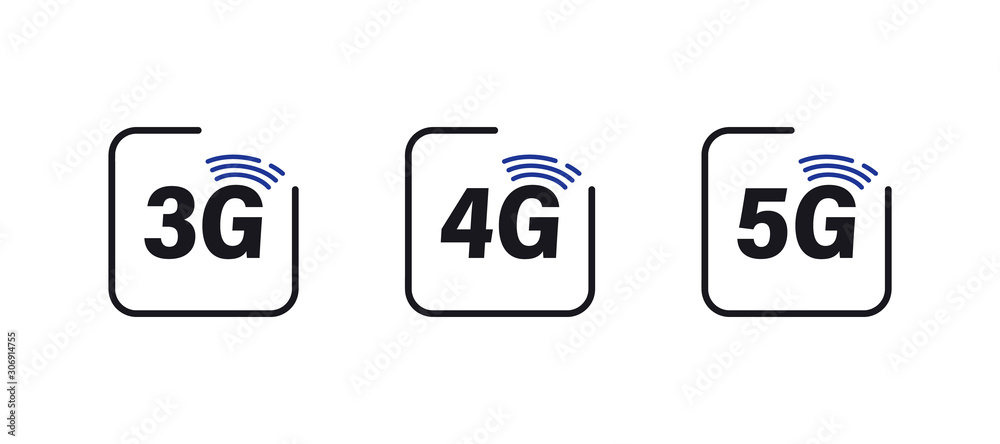 Set of 5g 4g 3g internet icons. Mobile network 3G, 4G & 5G Vector Icons ...