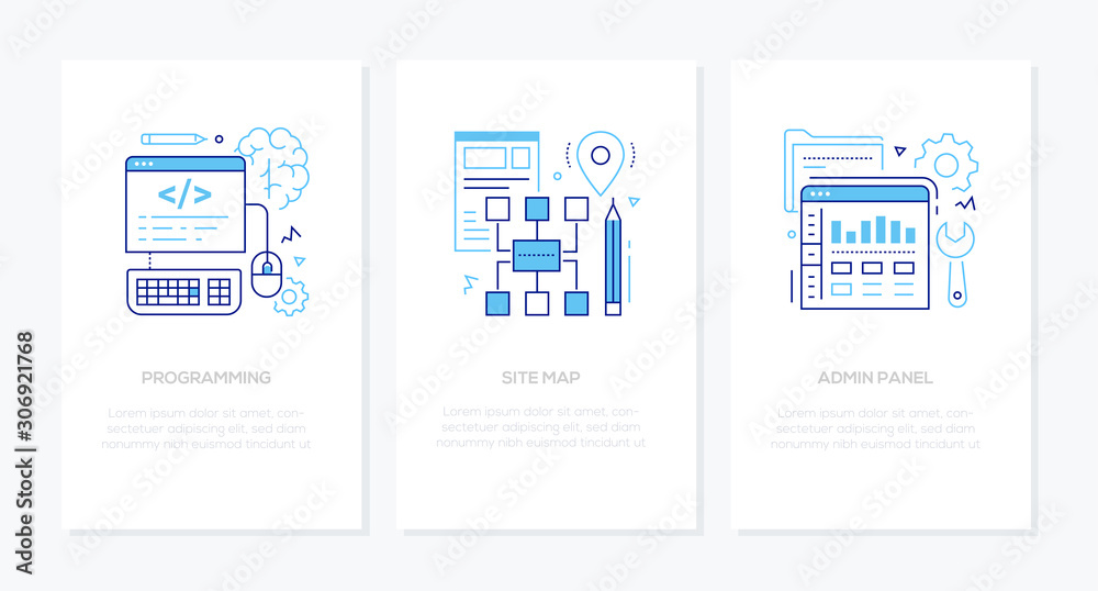 Programming - vector line design style banners set Stock Vector | Adobe ...