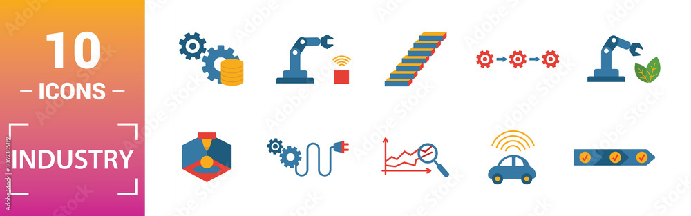 Industry 4.0 icon set. Include creative elements automation, data ...