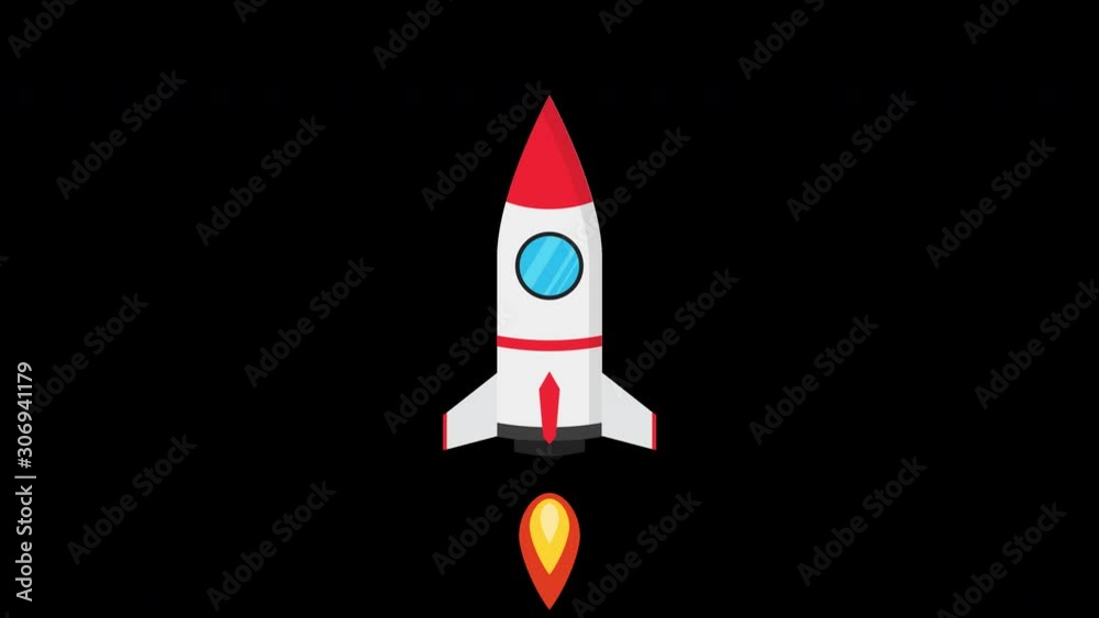 Cartoon rocket ship flying up. Loop animation in alpha channel. 4K ...