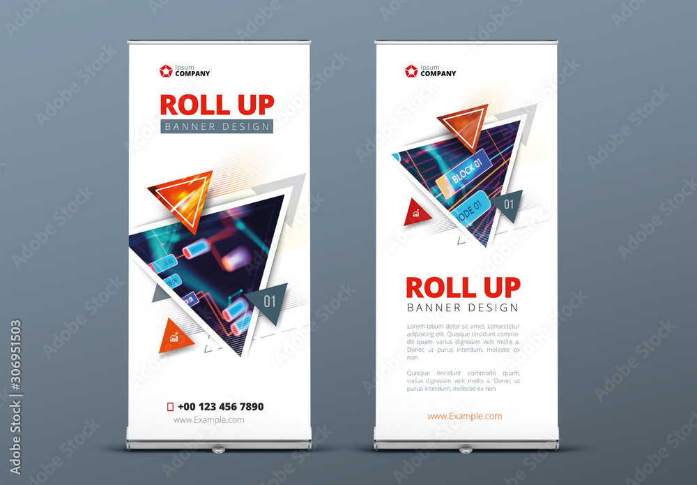 Modern Roll Up Layout with Triangles Stock Template | Adobe Stock