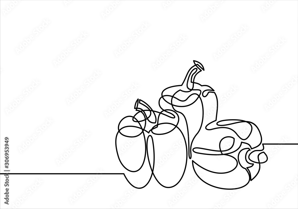 Bulgarian pepper line-continuous line drawing Stock Vector | Adobe Stock