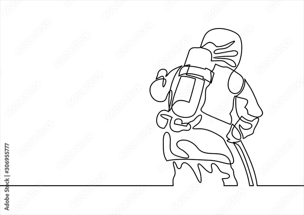 continuous line drawing of - firefighter Stock Vector | Adobe Stock