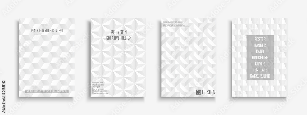 Collection of white textured covers, posters, templates, placards ...