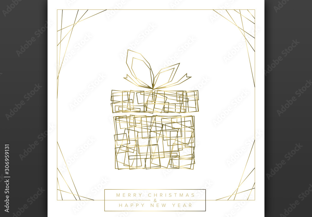 Christmas Card Layout with Golden Box Stock Template | Adobe Stock