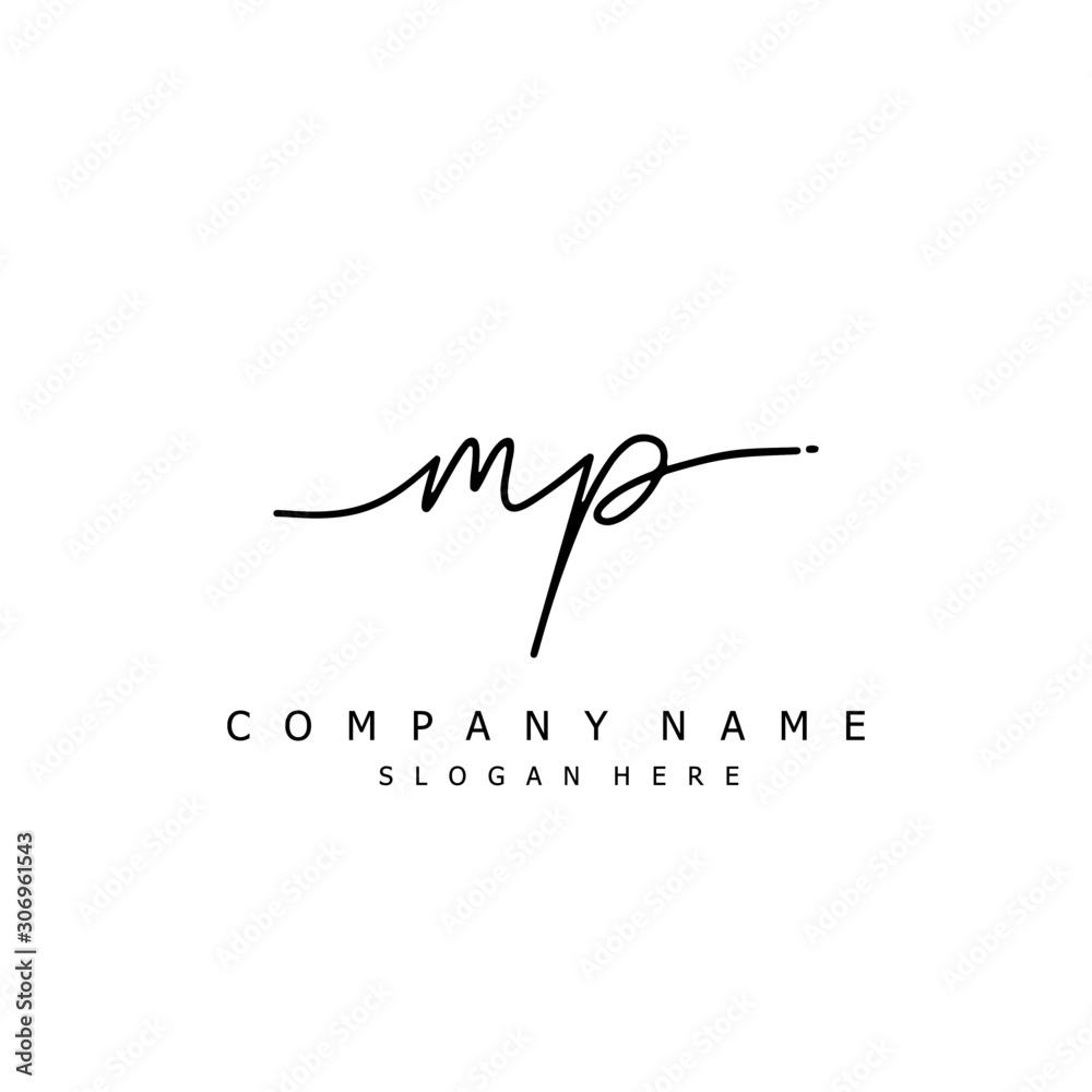 Initial MP handwriting of signature logo Stock Vector | Adobe Stock