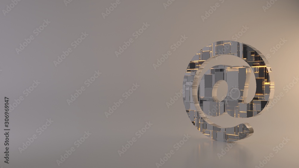 light background 3d rendering symbol of at sign icon Stock Illustration ...