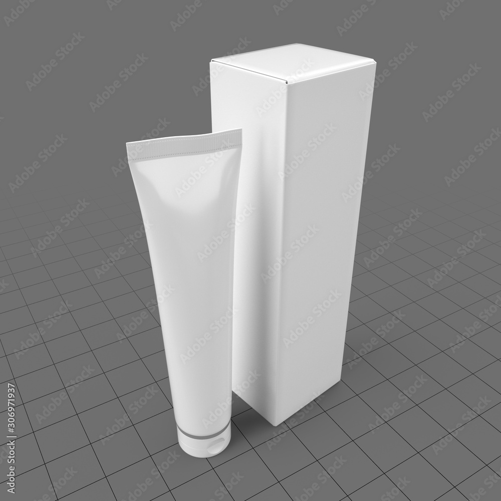 Plastic tube container with box 4 Stock 3D asset | Adobe Stock