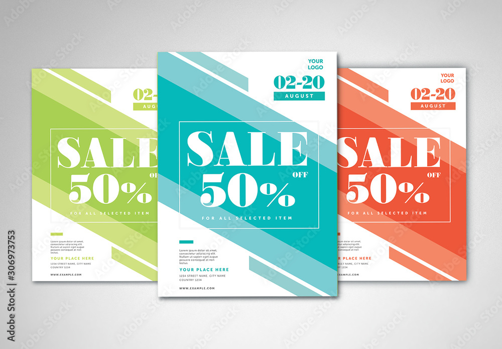 Sale Flyer Layout with Line Accents Stock Template | Adobe Stock