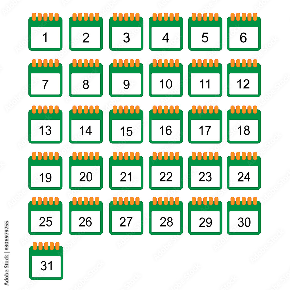 Icons 31 day of the month vector illustration Stock Vector | Adobe Stock