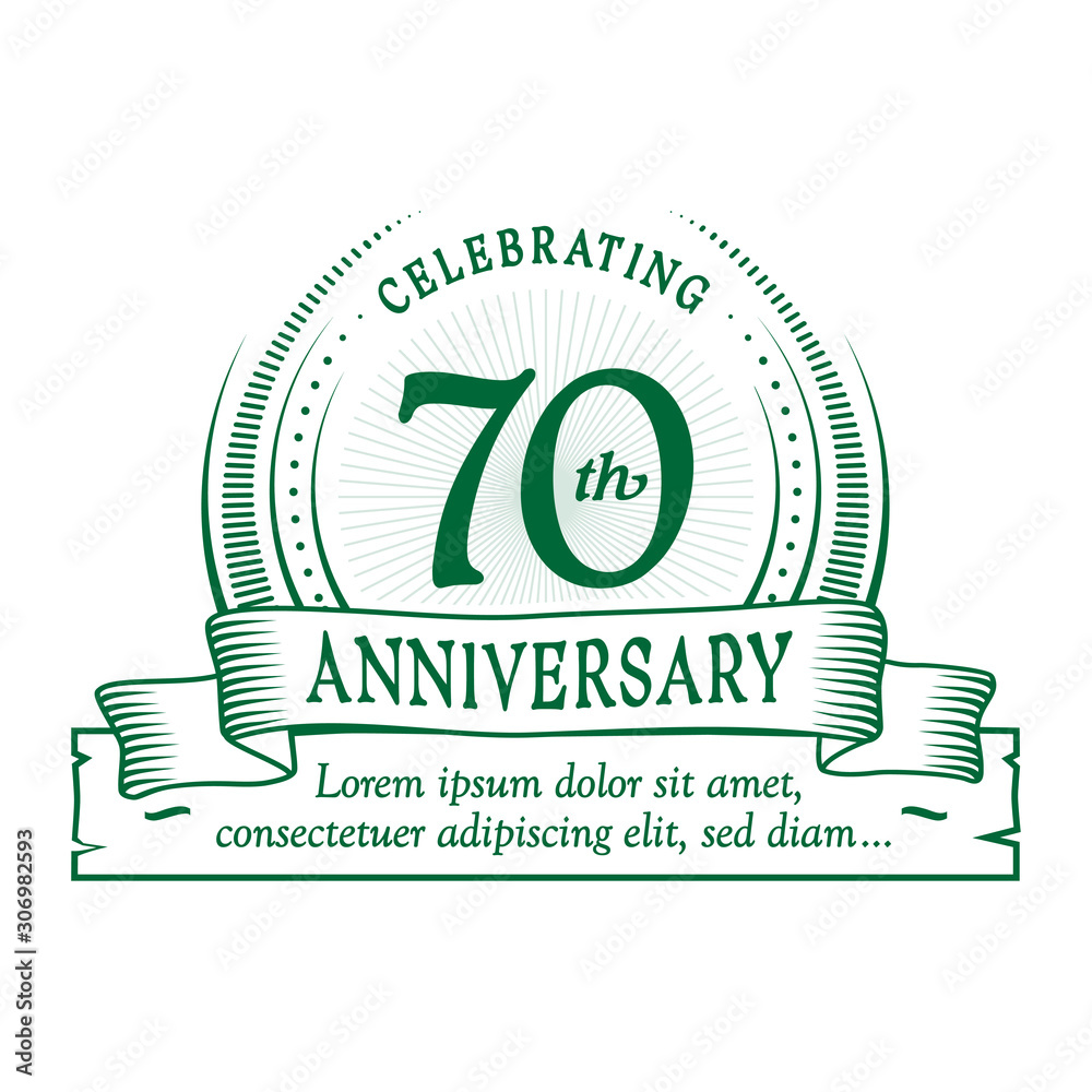 70 years anniversary design template. 70th logo. Vector and ...