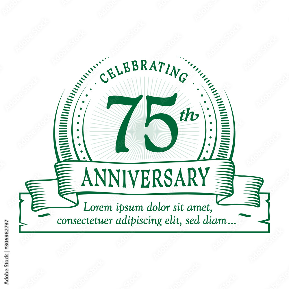 Vetor de 75 years anniversary design template. 75th logo. Vector and ...