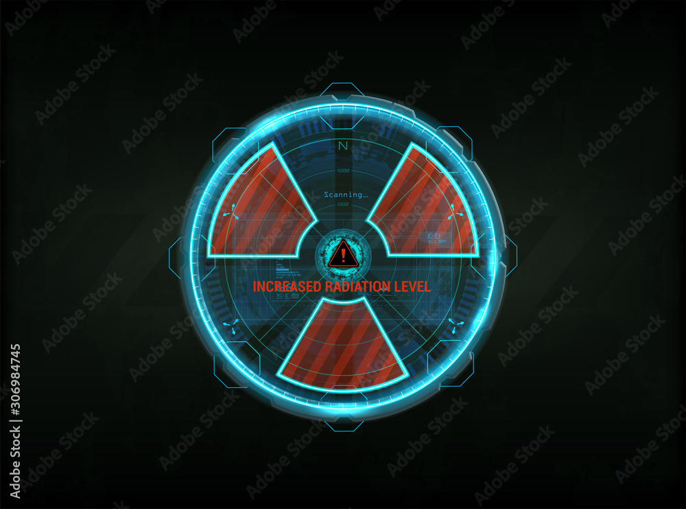Futuristic gadget dosimeter radiation in HUD style for video game ...