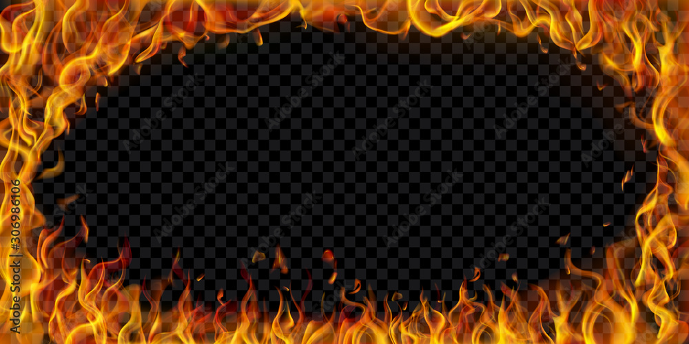 Photo & Art Print Translucent elliptical frame made of fire flames and ...