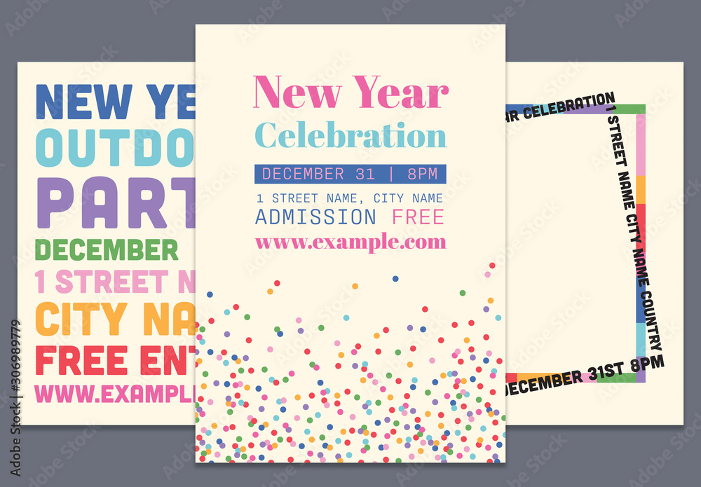 New Year Graphic Poster Layout Pack Stock Template | Adobe Stock