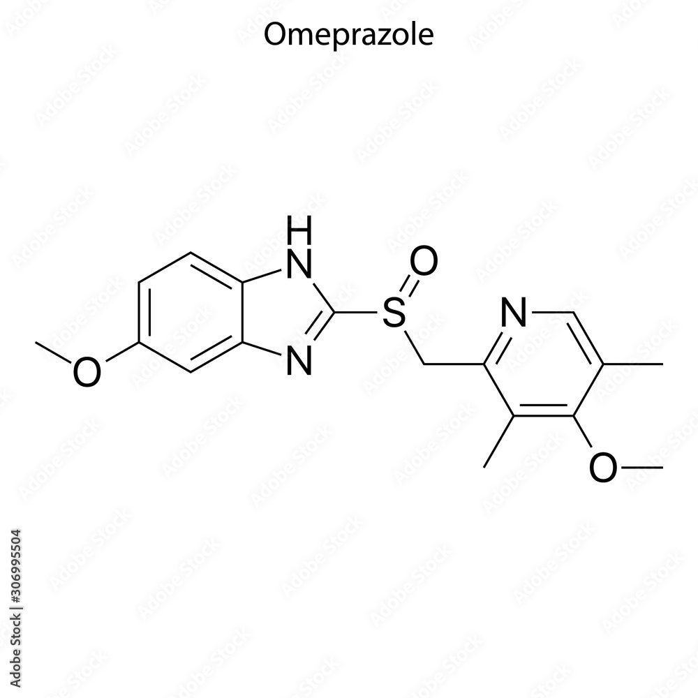 omeprazole Skeletal formula of Chemical element Stock Vector | Adobe Stock