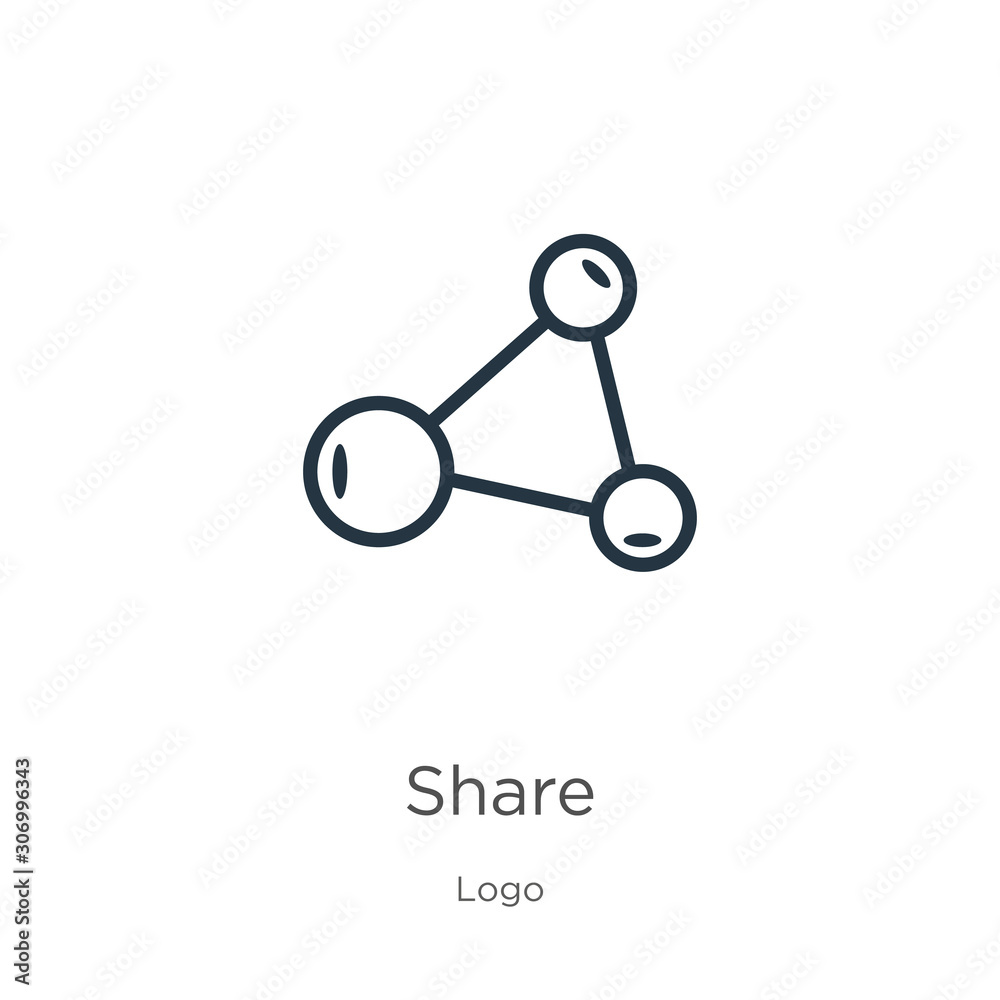 Share symbol icon. Thin linear share symbol outline icon isolated on ...