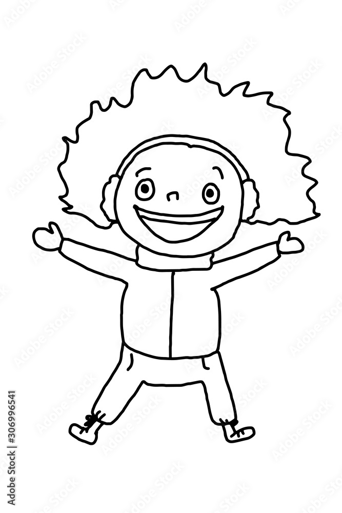 cute cartoon girl characters with winter clothes and lie down on snow ...