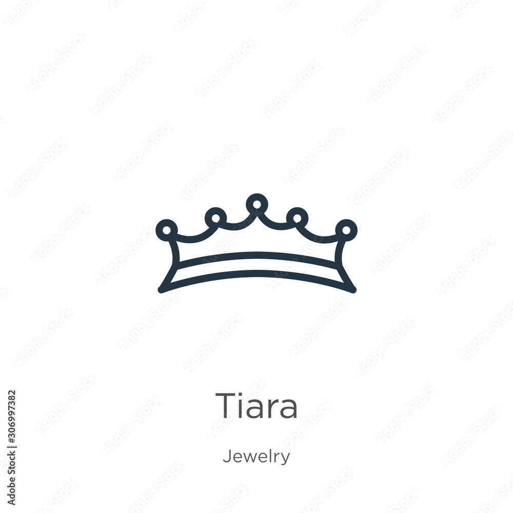 Tiara icon. Thin linear tiara outline icon isolated on white background ...