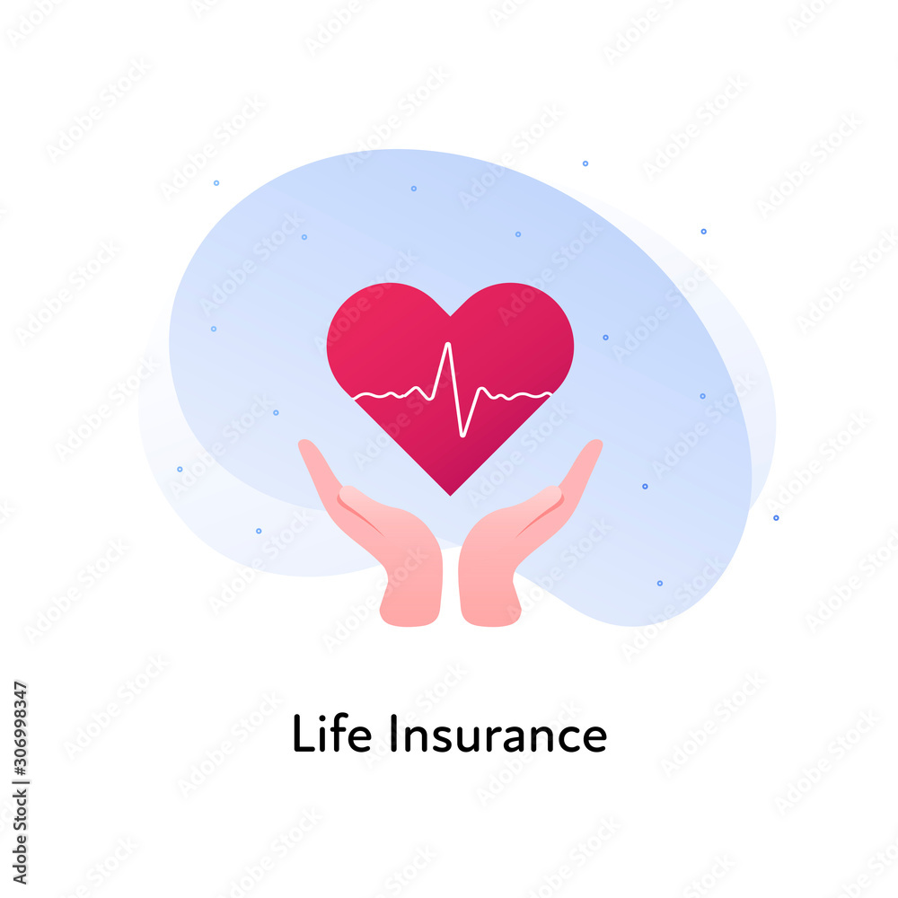 Vector flat insurance banner template illustration. Life and medical ...