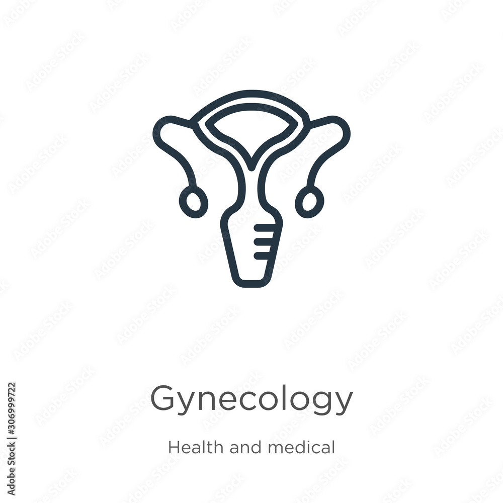 Gynecology icon. Thin linear gynecology outline icon isolated on white ...