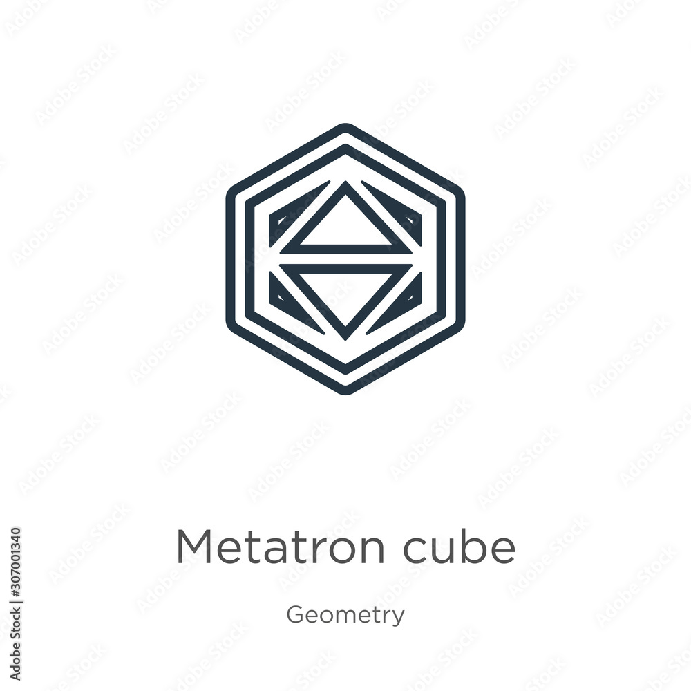 Metatron cube icon. Thin linear metatron cube outline icon isolated on ...