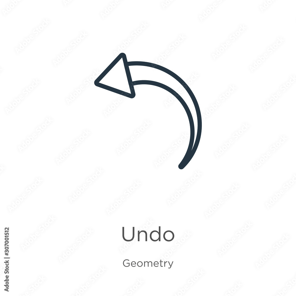 Undo icon. Thin linear undo outline icon isolated on white background ...