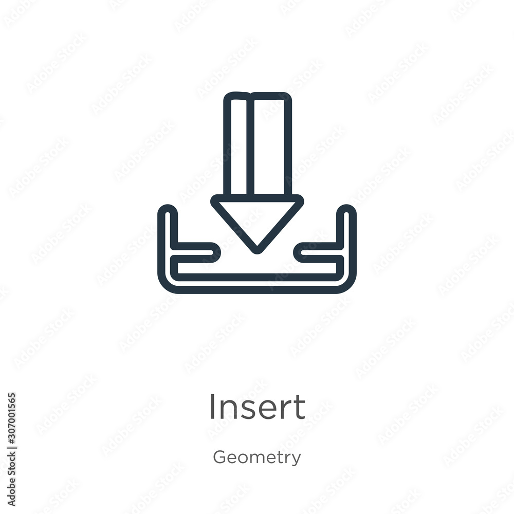 Insert icon. Thin linear insert outline icon isolated on white ...